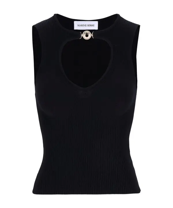 MARINE SERRE Cut-out Detailed Knitted Top