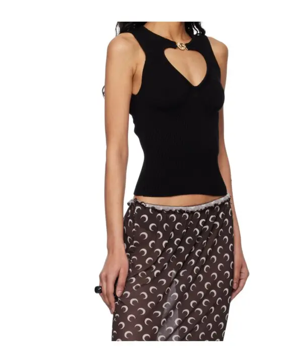 MARINE SERRE Cut-out Detailed Knitted Top