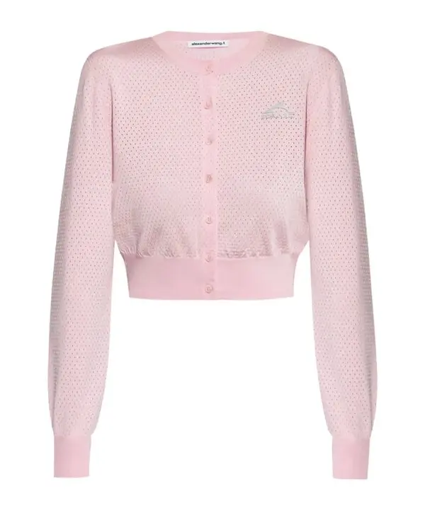 Alexander Wang Logo-embellished Cardigan - Pink