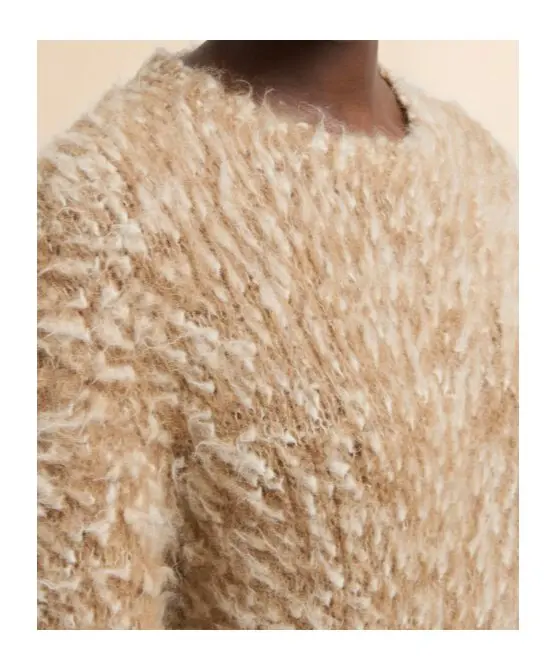 Marni Bouclé Alpaca Blend Crewneck Jumper With Mohair And Virgin Wool - Caramel