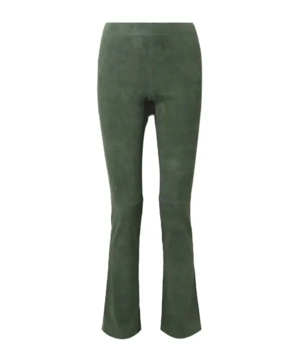 Stouls Paneled Suede Flared Pants - Green