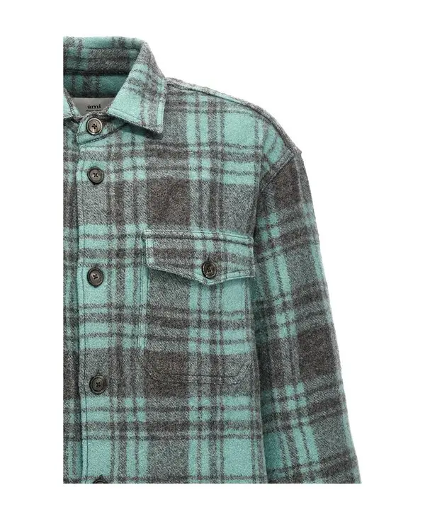 Ami Checked Buttoned-up Overshirt