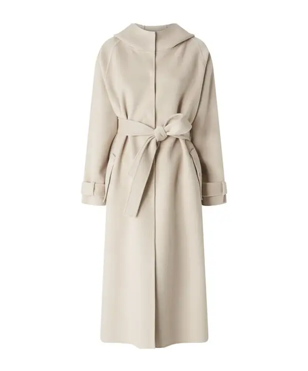 Pinko Belted Hooded Coat - Nude