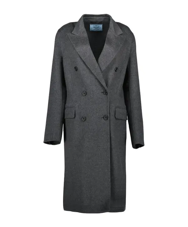 Prada Double-breasted Cashwool Coat - Dark Grey