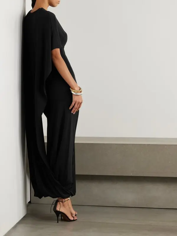 Stella McCartney Asymmetrical Cape Dress - Black