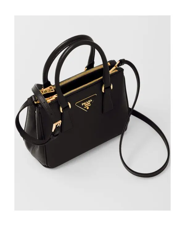 Prada Galleria Mini Saffiano Leather Bag - Black