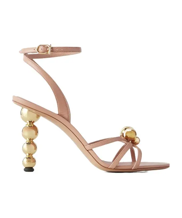 FERRAGAMO Embellished Ball Heel Sandals - Nude