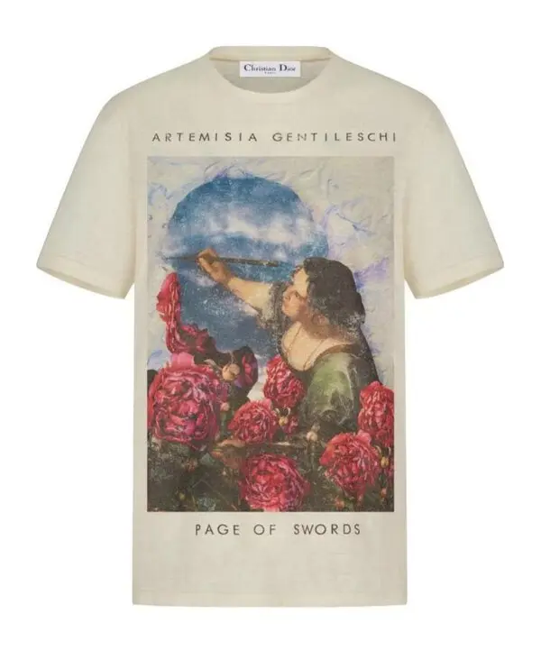 Dior X Sarah Shipman Graphic Print T-shirt - Nude