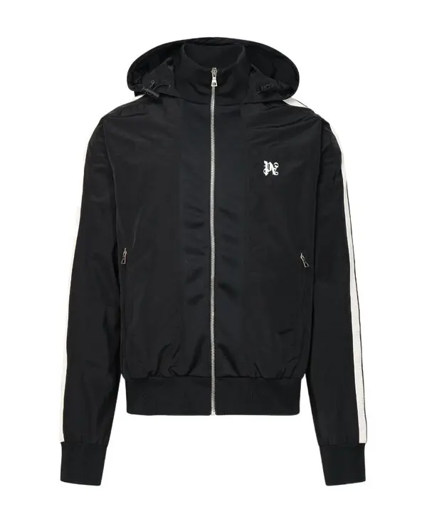 Palm Angels Logo Embroidered Hooded Zip-up Jacket