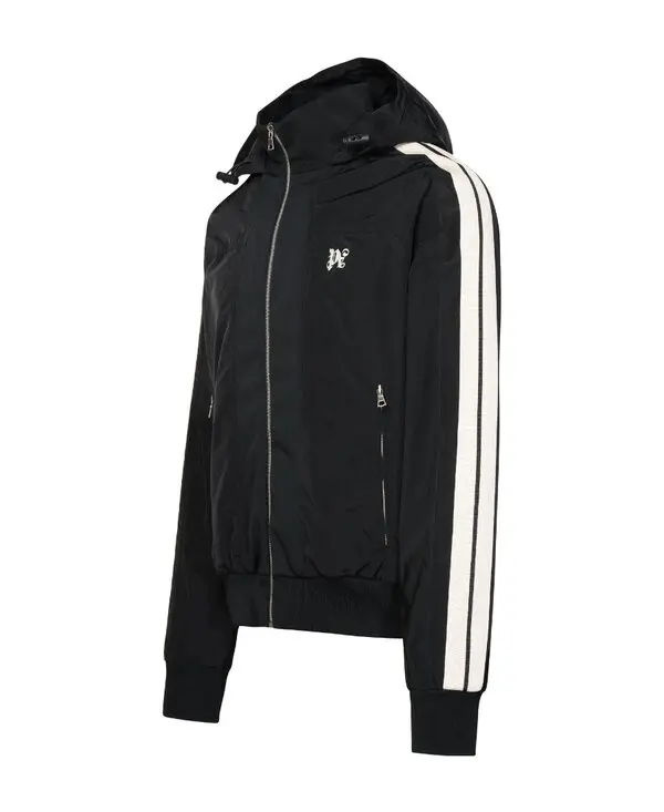 Palm Angels Logo Embroidered Hooded Zip-up Jacket
