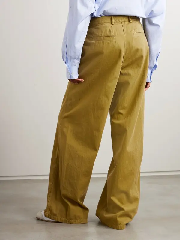Dries Van Noten Wide-leg Trousers With Belt Loops - Mustard Yellow