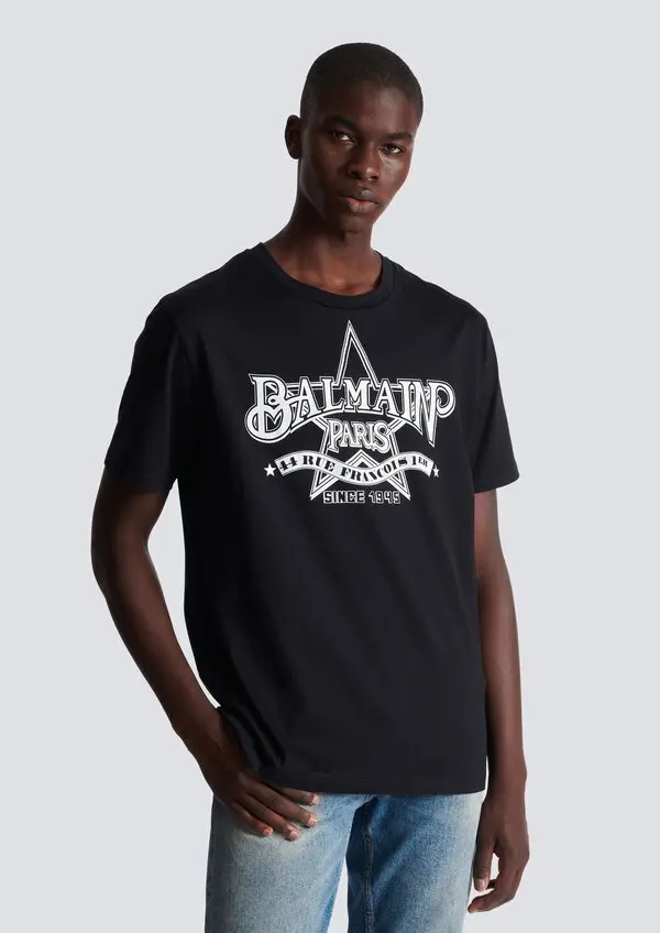 Balmain Star Printed Crewneck T-shirt - Black