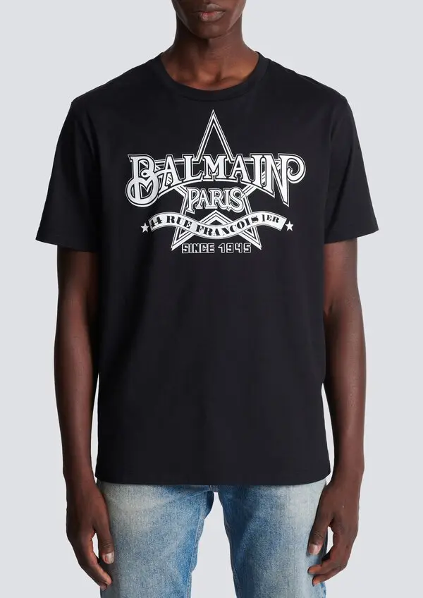 Balmain Star Printed Crewneck T-shirt - Black