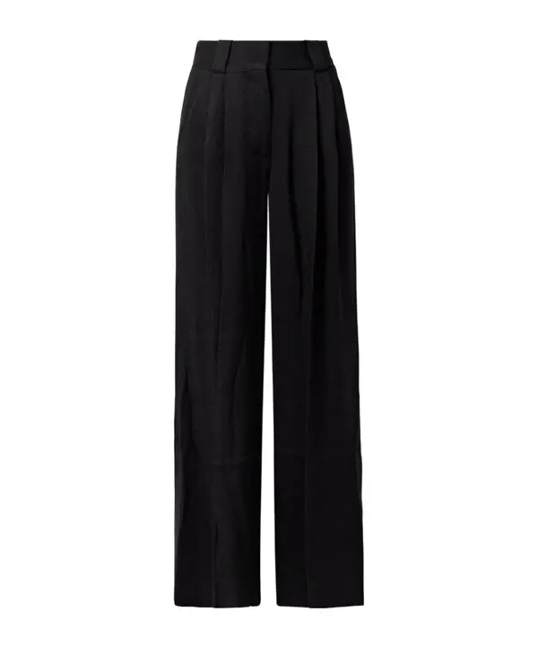BLAZÉ MILANO Husi Pleated Crepe Straight-leg Pants - Black