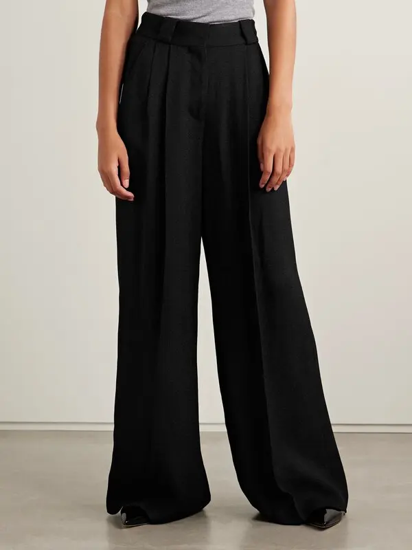 BLAZÉ MILANO Pleated Crepe Straight-leg Pants