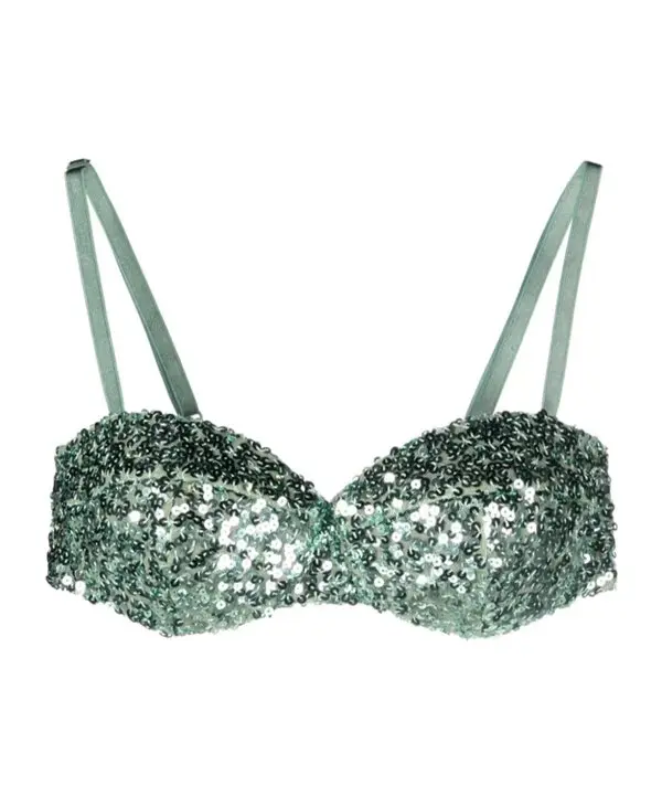 Moschino Sequined Sweetheart-neck Bra - Green