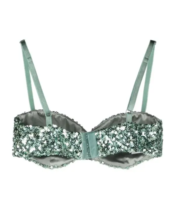 Moschino Sequined Sweetheart-neck Bra - Green