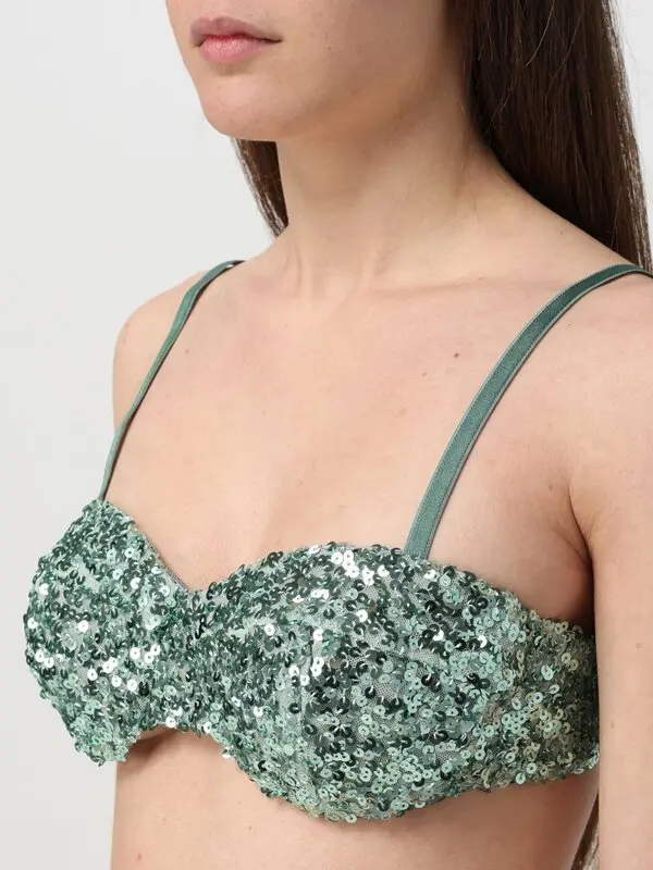 Moschino Sequined Sweetheart-neck Bra - Green
