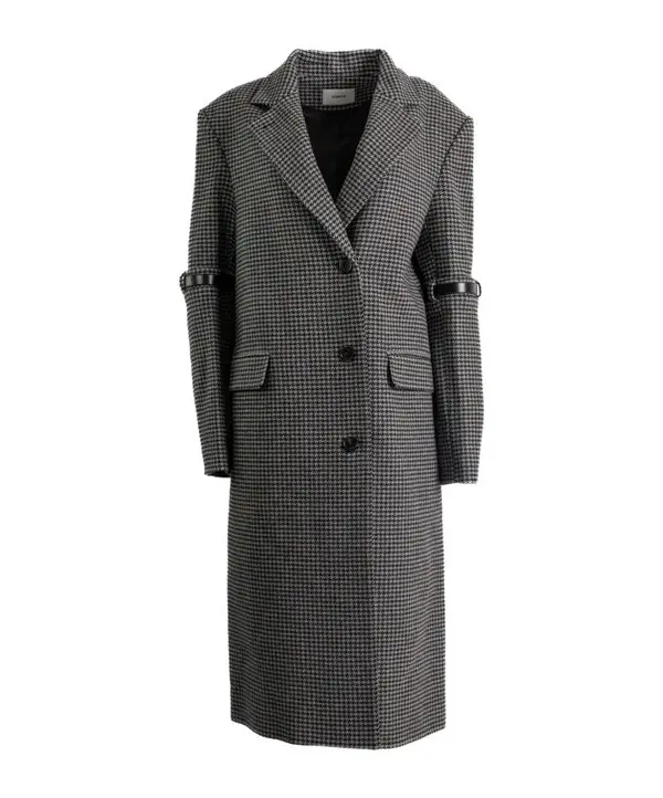 Coperni Houndstooth Strap Coat - Black