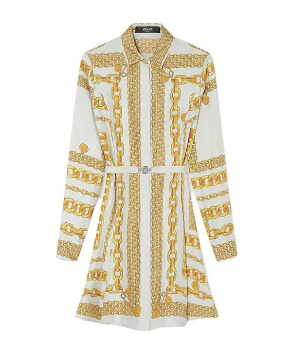 Versace Chain-printed Belted Mini Dress