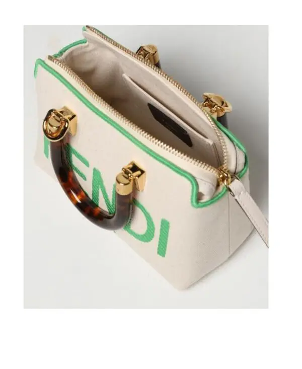 Fendi Logo Canvas Shoulder Bag