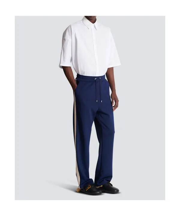 Balmain Logo Printed Straight-leg Sweatpants - Blue