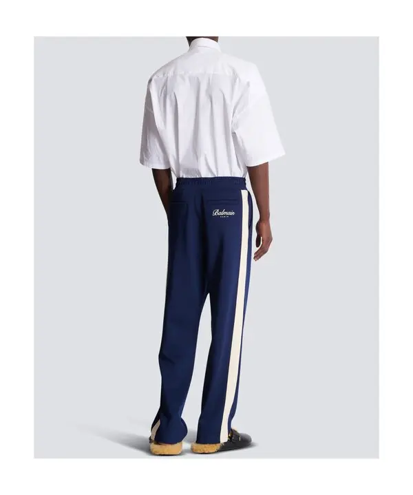 Balmain Logo Printed Straight-leg Sweatpants - Blue