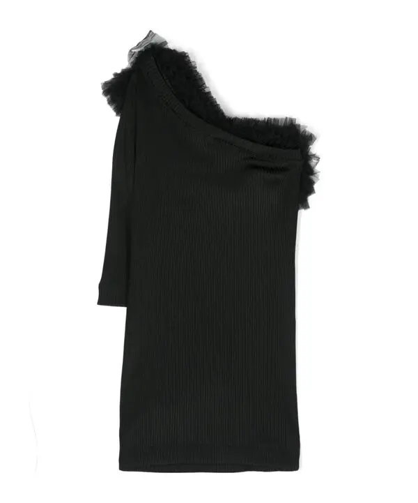 Monnalisa Off-the-shoulder Tulle Detail Dress