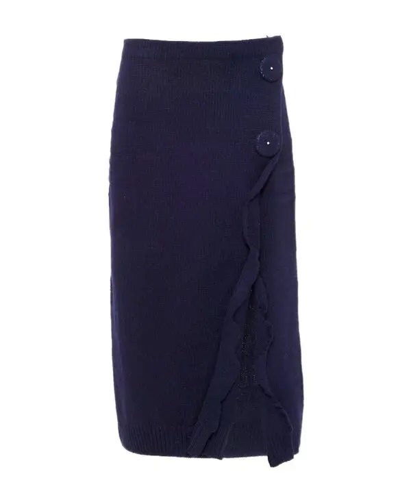 Prada Rib-knit Skirt With Button Detailing