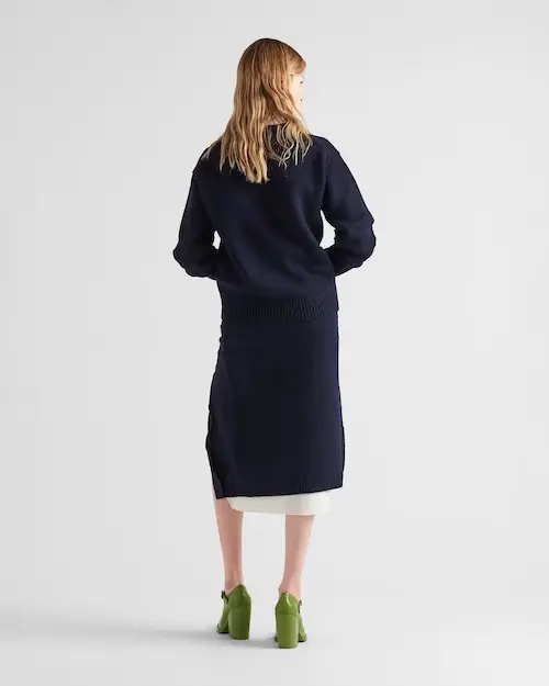 Prada Rib-knit Skirt With Button Detailing