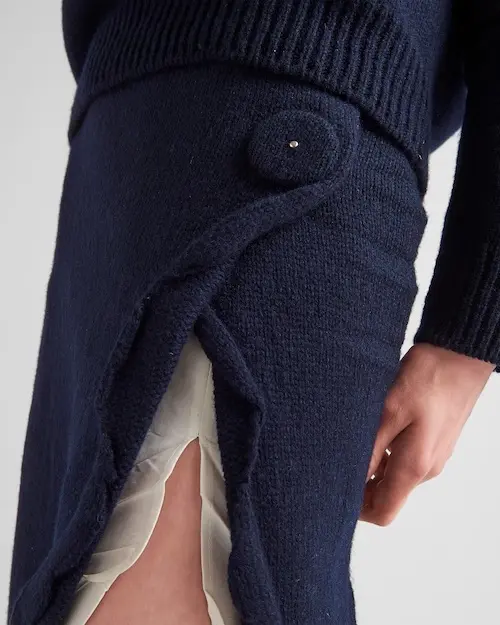 Prada Rib-knit Skirt With Button Detailing