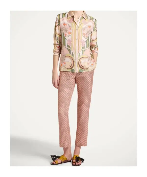 La DoubleJ 24/7 Trousers Jacquard Bella - Pink