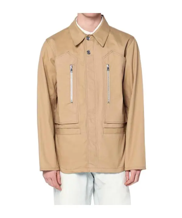 NAMACHEKO Overshirt With Zip And Welt Pockets - Beige