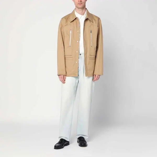 NAMACHEKO Overshirt With Zip And Welt Pockets - Beige