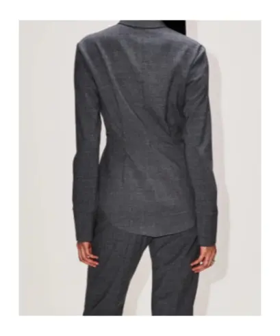 Tove Long Sleeve Shirt With Curved Hem - Gray