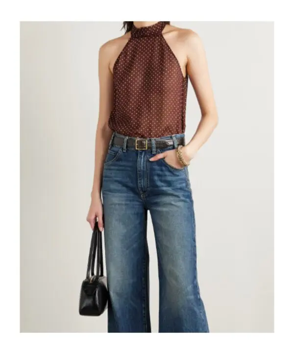 NILI LOTAN Polka Dot Halter Neck Vest