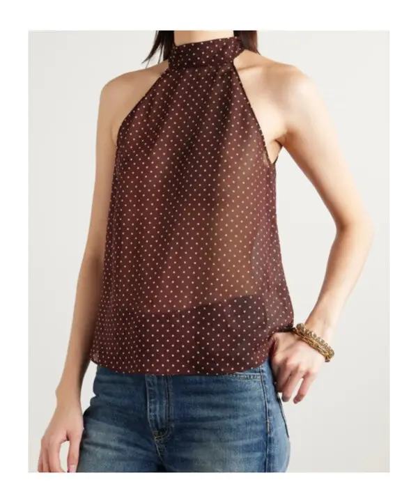 NILI LOTAN Polka Dot Halter Neck Vest