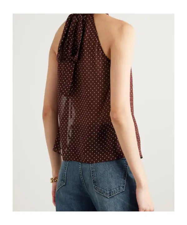 NILI LOTAN Polka Dot Halter Neck Vest