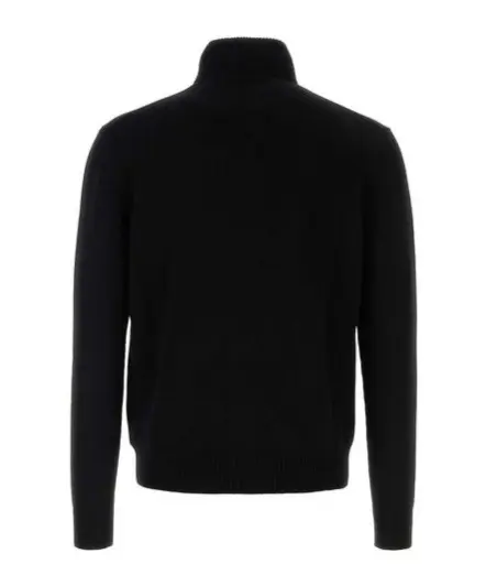 Prada Logo Embroidered Full-zip Knitted Cardigan - Black