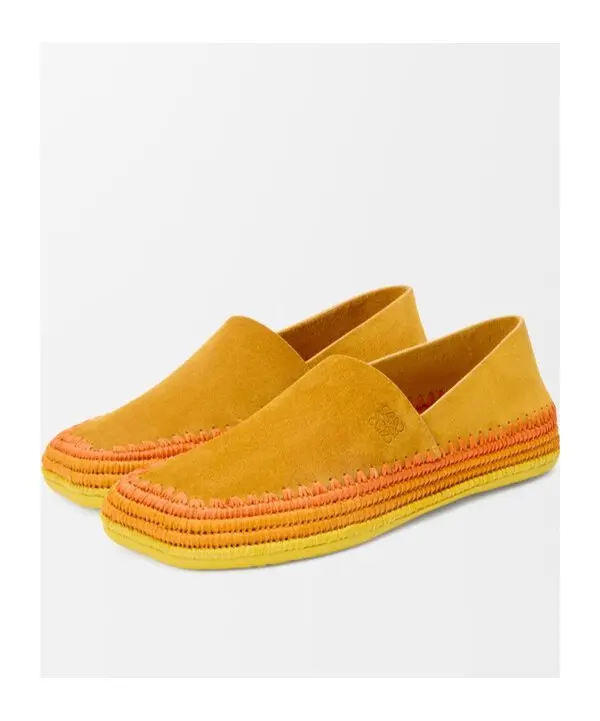 Loewe Rio Slipper In Suede And Raffia