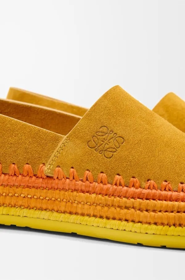 Loewe Rio Slipper In Suede And Raffia