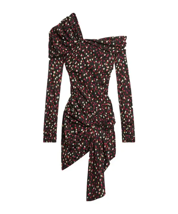 Isabel Marant Étoile Polka Dot Draped Off-the-shoulder Dress - Black-red