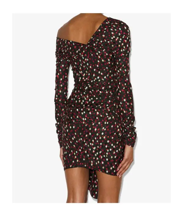 Isabel Marant Étoile Polka Dot Draped Off-the-shoulder Dress - Black-red