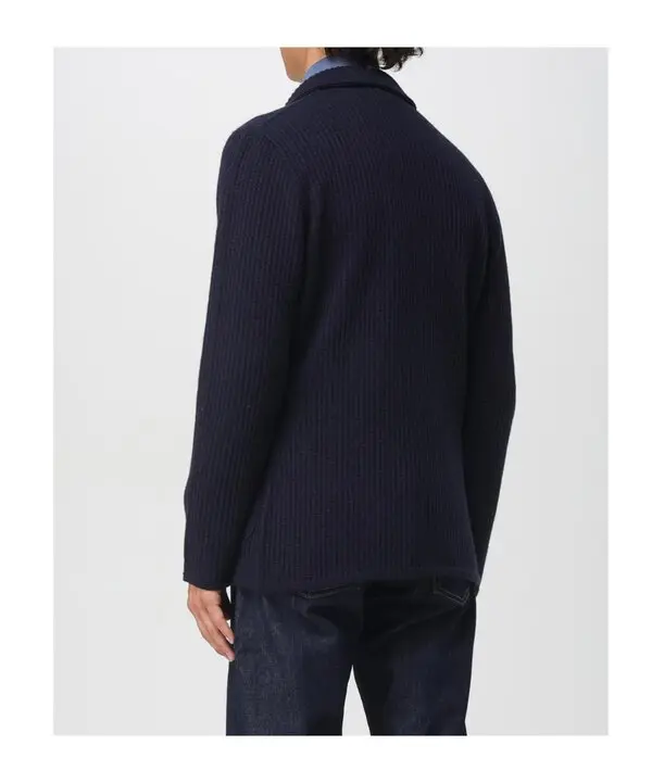 LARDINI Striped Long-sleeved Suit Jacket - Black