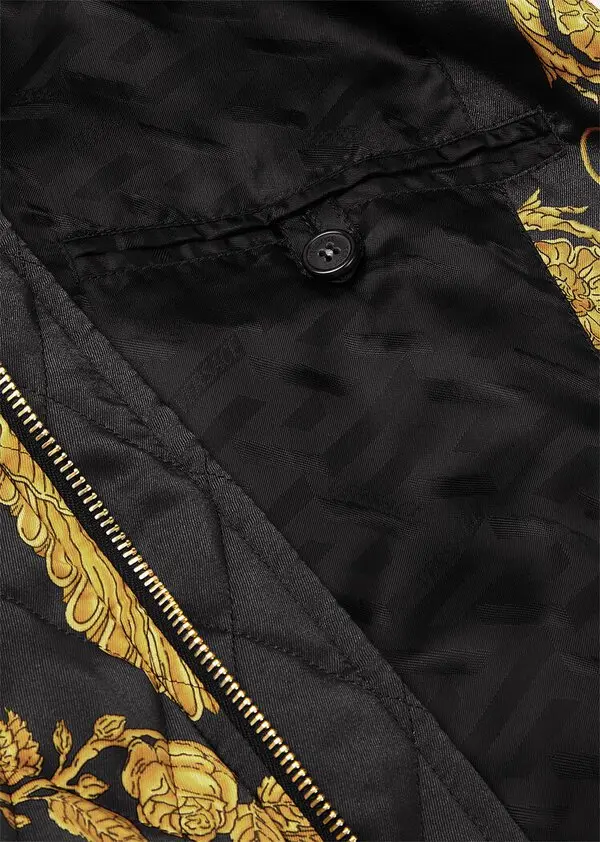 Versace Baroque-print Quilted Bomber Jacket