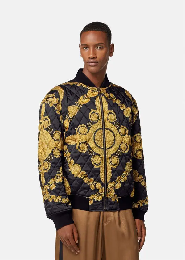 Versace Baroque-print Quilted Bomber Jacket