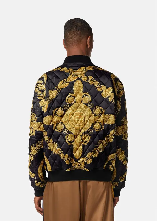 Versace Baroque-print Quilted Bomber Jacket