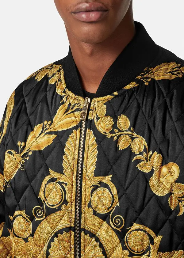 Versace Baroque-print Quilted Bomber Jacket