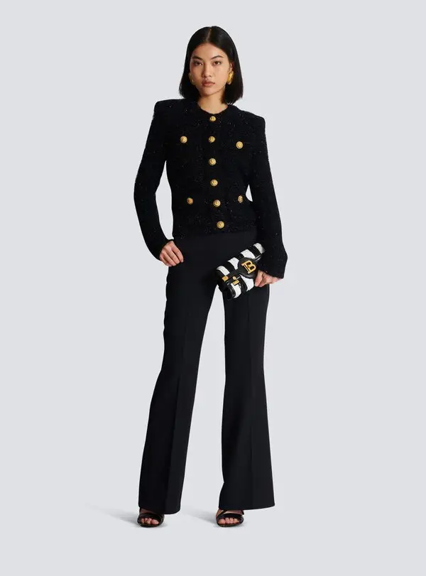 Balmain Textured Buttoned Tweed Jacket - Black