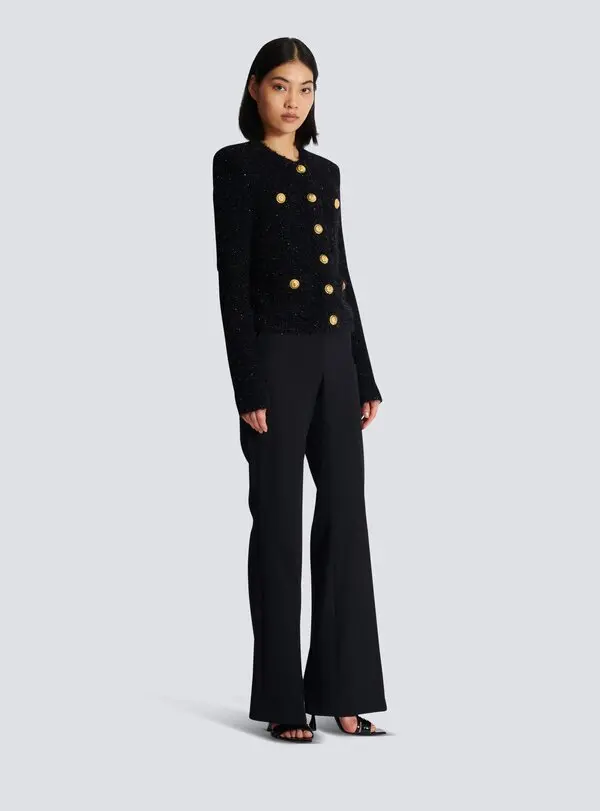 Balmain Textured Buttoned Tweed Jacket - Black